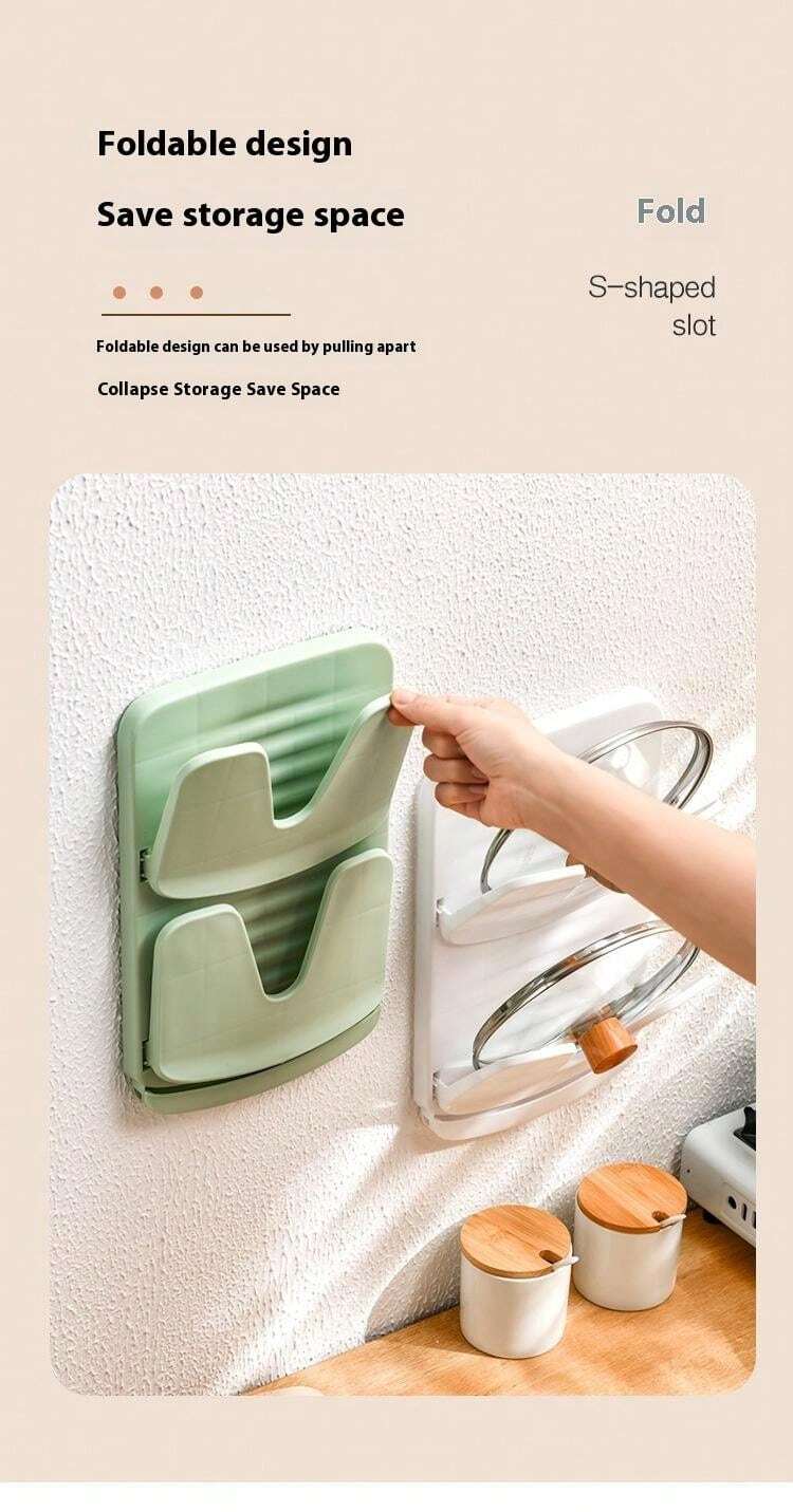 New Wall-Mounted Pot Lid Holder Multifunctional Double-Layer Folding ...