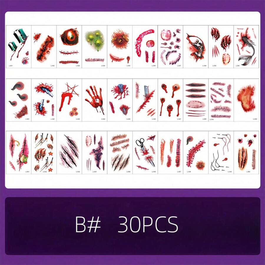 3D Fake Scar Temporary Tattoo For Adults, Horror Fake Wound Zombie ...