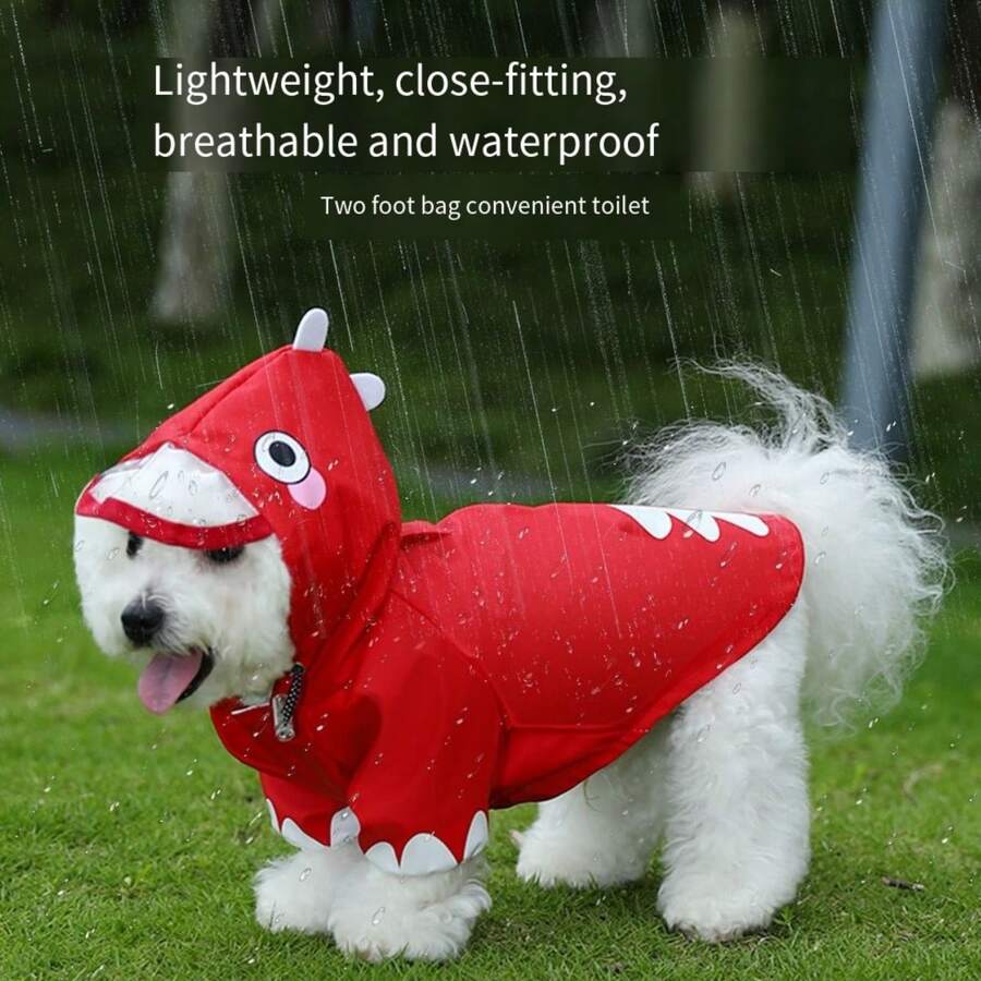 Pet Raincoat Bichon Teddy Corgi Cat Cute Waterproof Raincoat Dinosaur ...