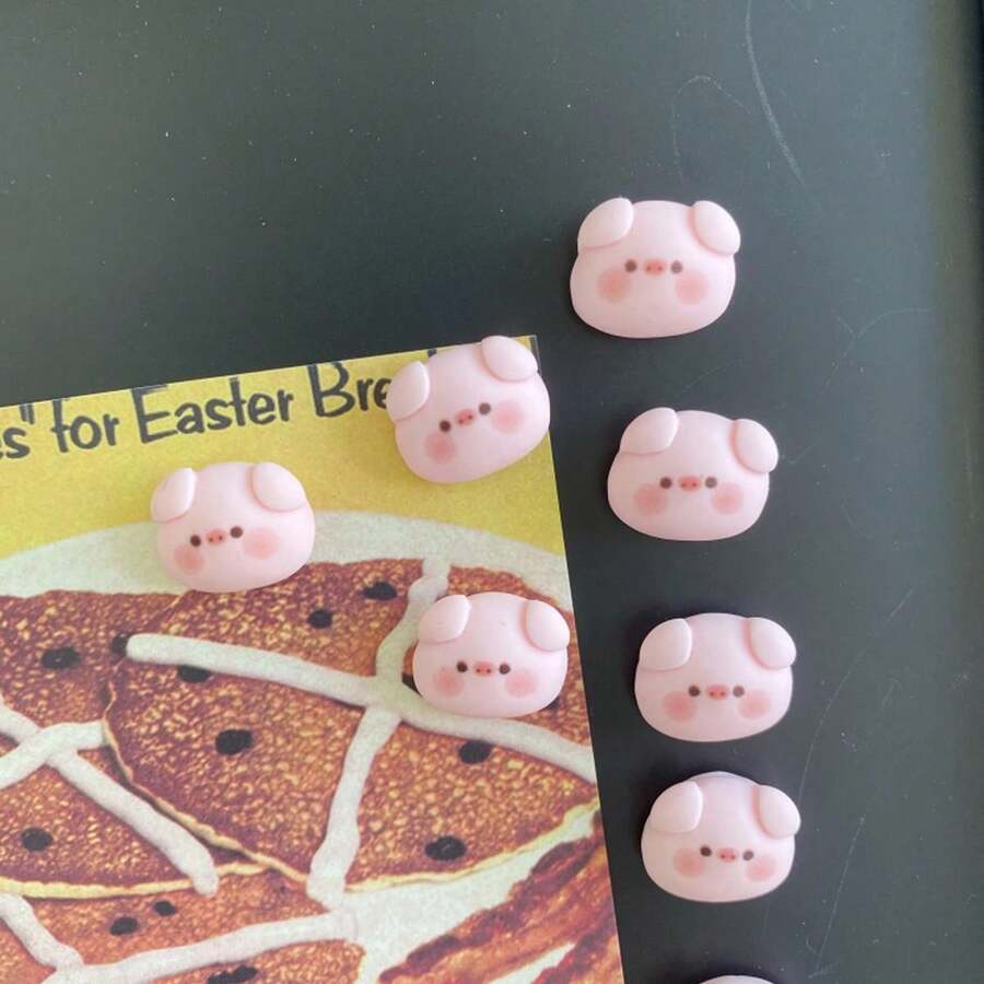 10pcs/Set Refrigerator Magnets, Cute Pink Pig Head Mini Fridge Magnets ...