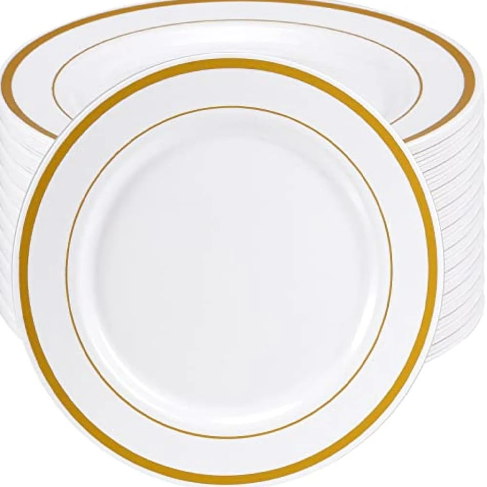 25 peças Pratos de Jantar de Plástico Premium Reutilizáveis de 10 ...