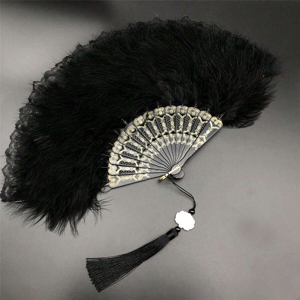 Leques de Mão em Renda Estilo Retrô Clássico Leque Dobrável para Dança ...