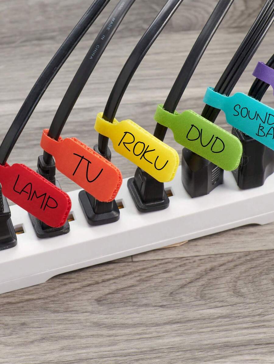 Multi-Colored Self-Adhesive Hook And Loop Labels, Writable Wire Tags ...