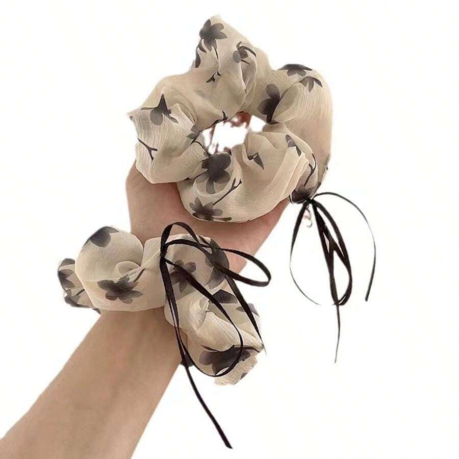 Puffia New Vintage Floral Fabric Hair Tie With High Elasticity For ...