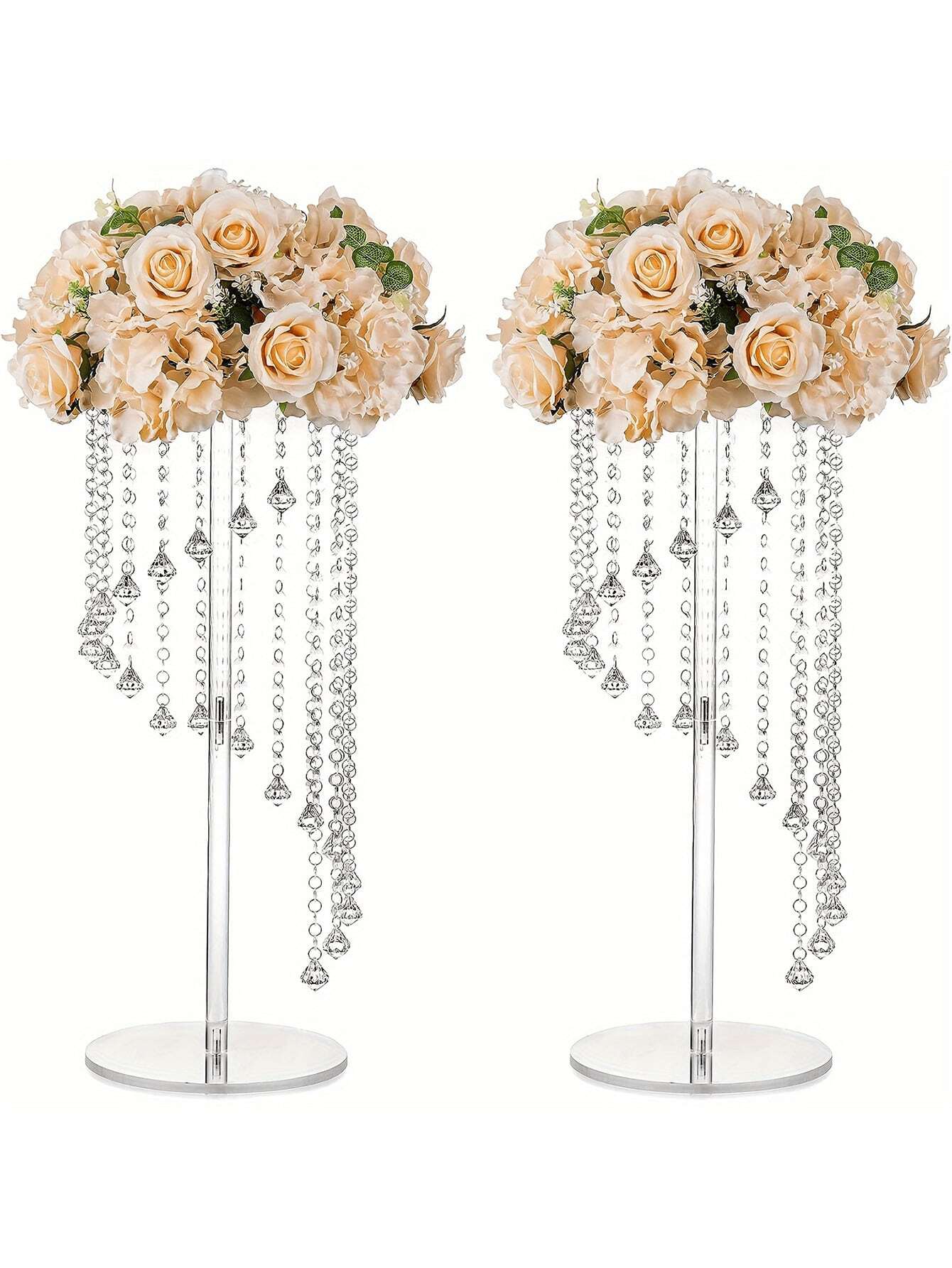 Radiant Acrylic Geometric Flower Vase Stands - 2 Piece Set For ...