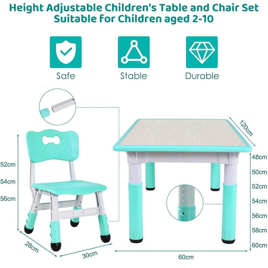 Table pour enfants avec 4 chaises, groupe de sièges pour enfants réglable en hauteur, ensemble ...