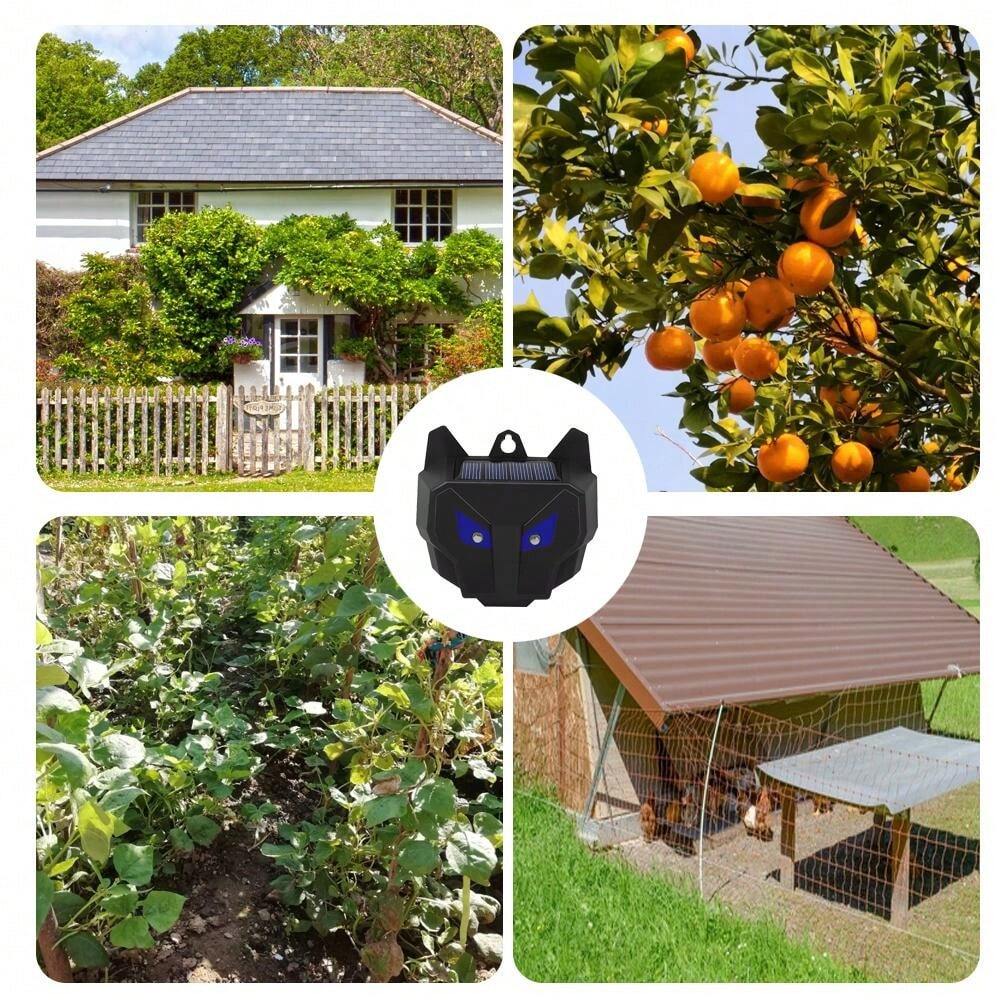 1 pieza Repelente solar de animales con luz azul para exteriores ...