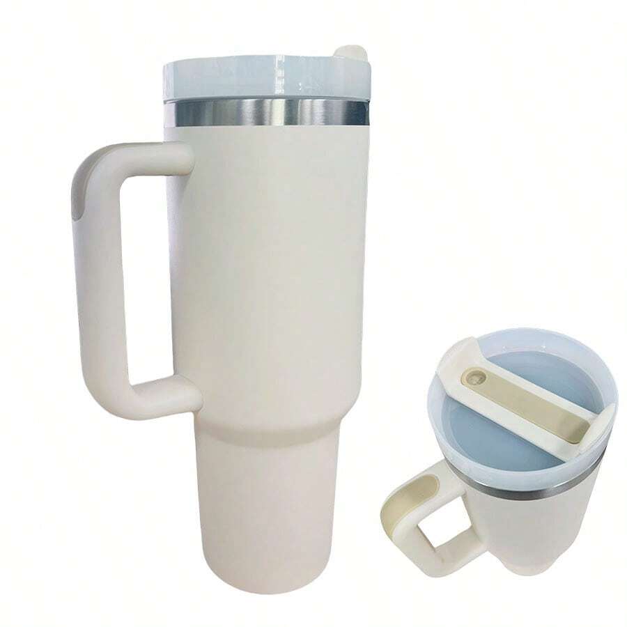 1pc Cup, 40oz Stainless Steel Double Wall Tumbler With Lid And Handle ...