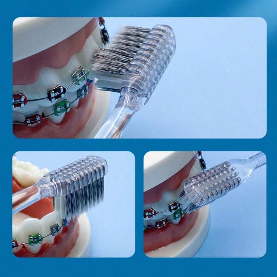 Orthodontic Toothbrush V-Shape & L-Shape, Spiral Soft & Medium Bristles ...