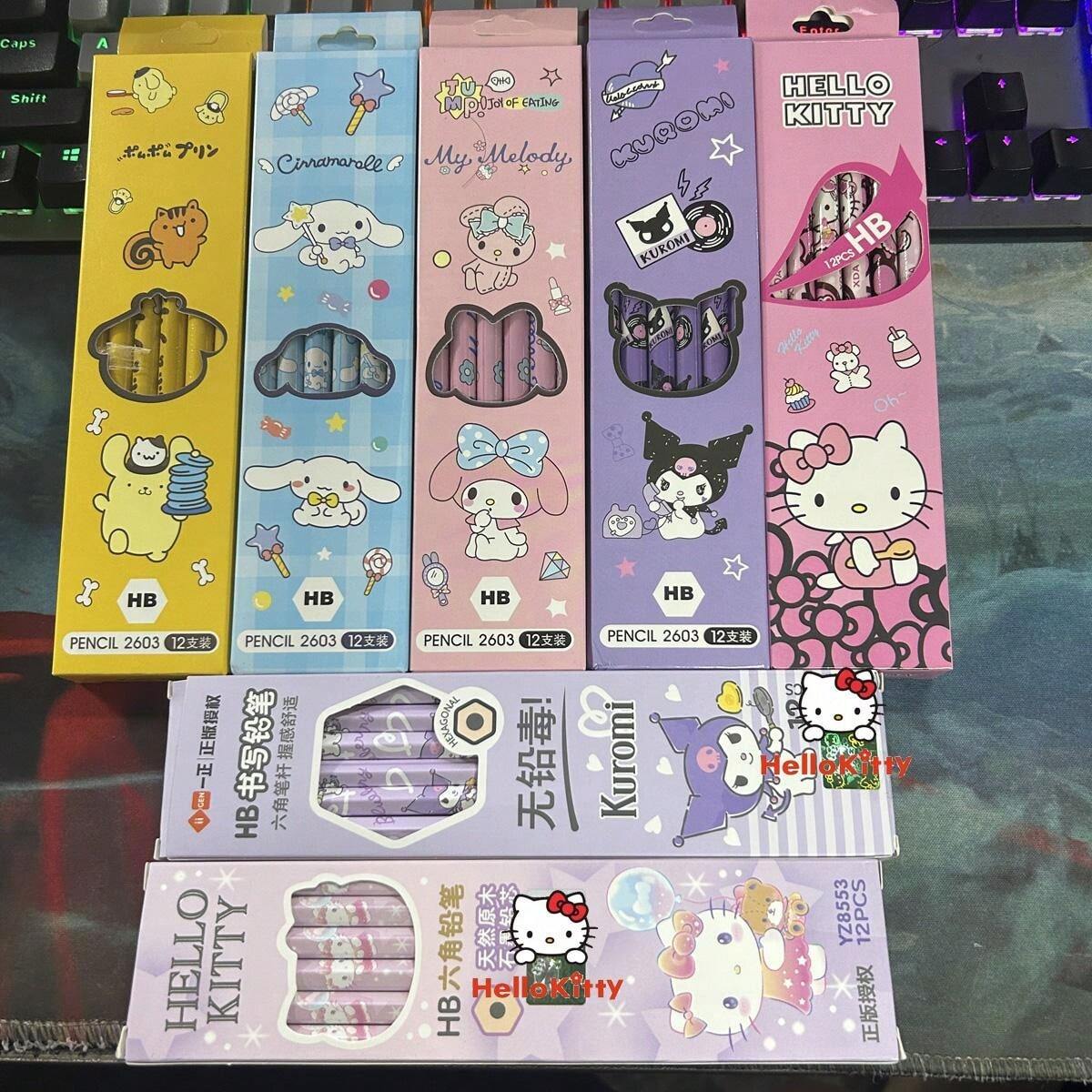 12 pièces/boîte Crayon Hello chat Melody Kuromin chat Chat Cinnamoroll ...