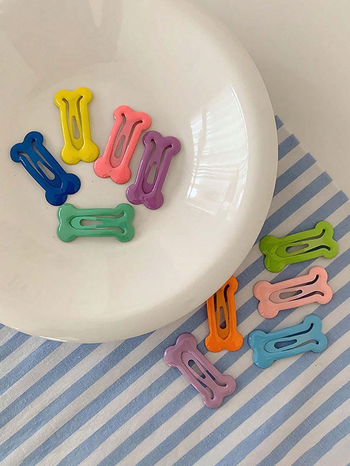 10pcs Summer Cute Dog Bone Hair Clips, Colorful Dopamine Hairpins ...