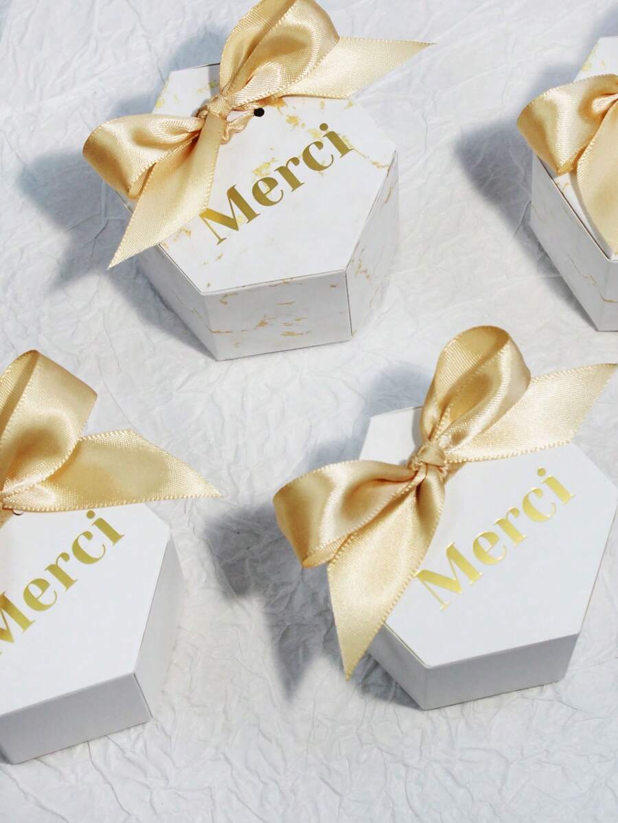 10pcs Chic Marble Design Mini Gift Boxes With 'Merci' In Gold Script ...