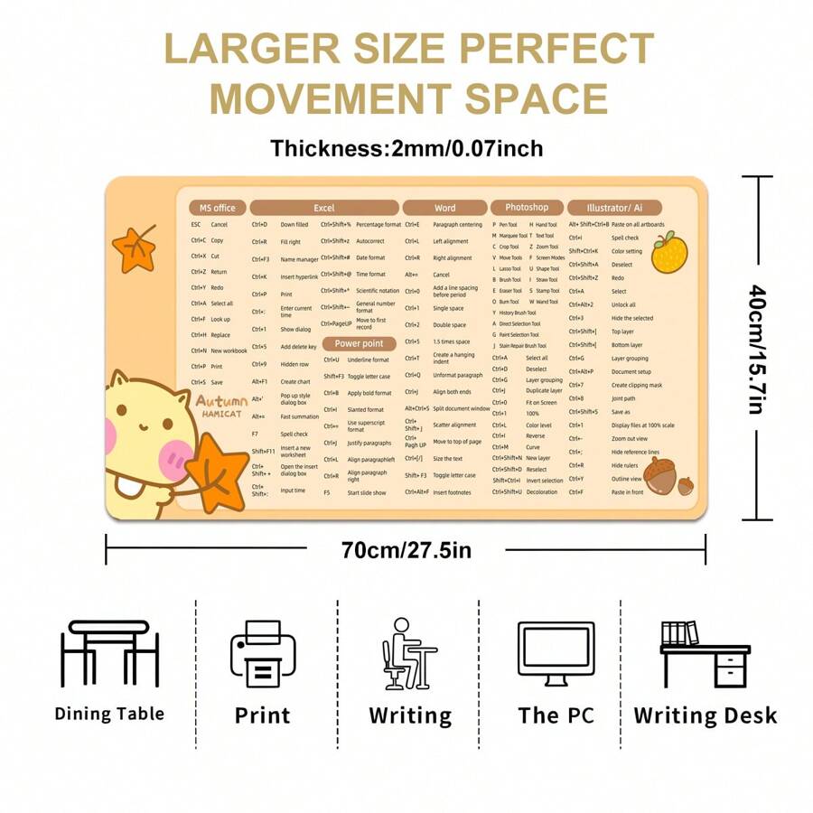 1pc Simple Windows Office Multi-Softwar Shortcut Mouse Pad Computer ...