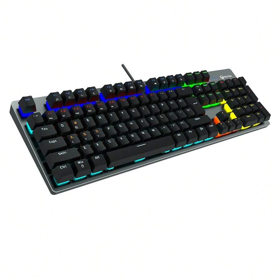 104-Key Gaming Keyboard, Full-Size Mechanical Keyboard, Blue Switches, Anodized Panel, Hot ...