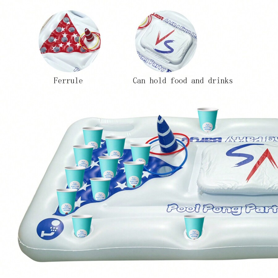 ABAHUB ABAHUB Pong Pool Float - Inflatable Pool Beverage Pong Table ...