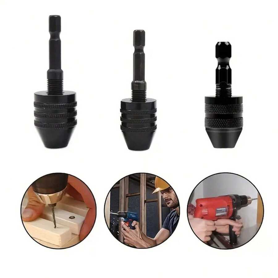 3 piezas Mandril de taladro de vástago hexagonal de cambio rápido ...