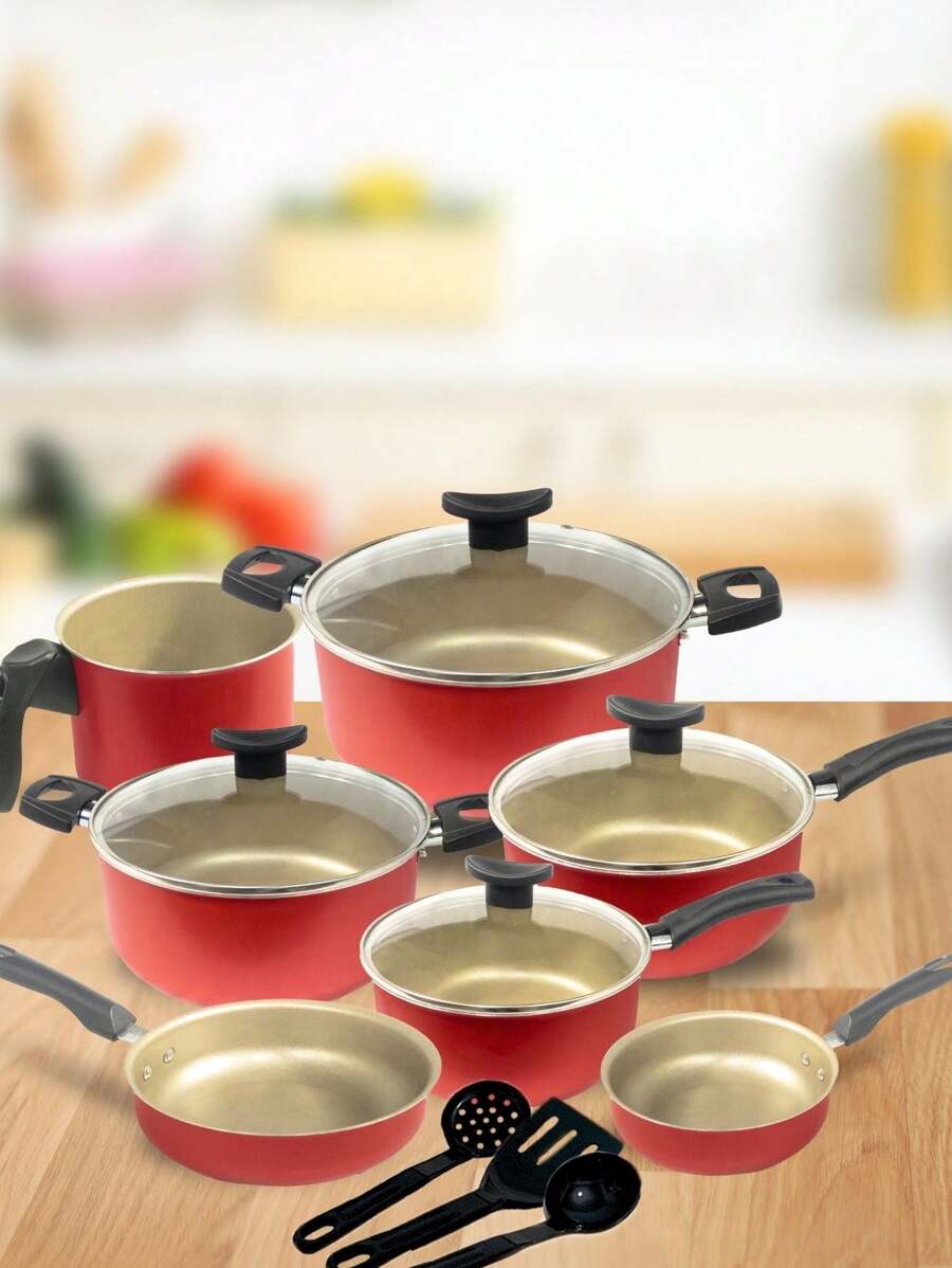 Conjunto Jogo de Panelas Teflon 10 Pçs Antiaderente Tampa de Vidro ...