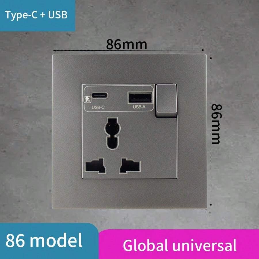 טעינה מהירה אינטליגנטית אוניברסלית 20W Type-C קיר כפול, מתאם תקע ...