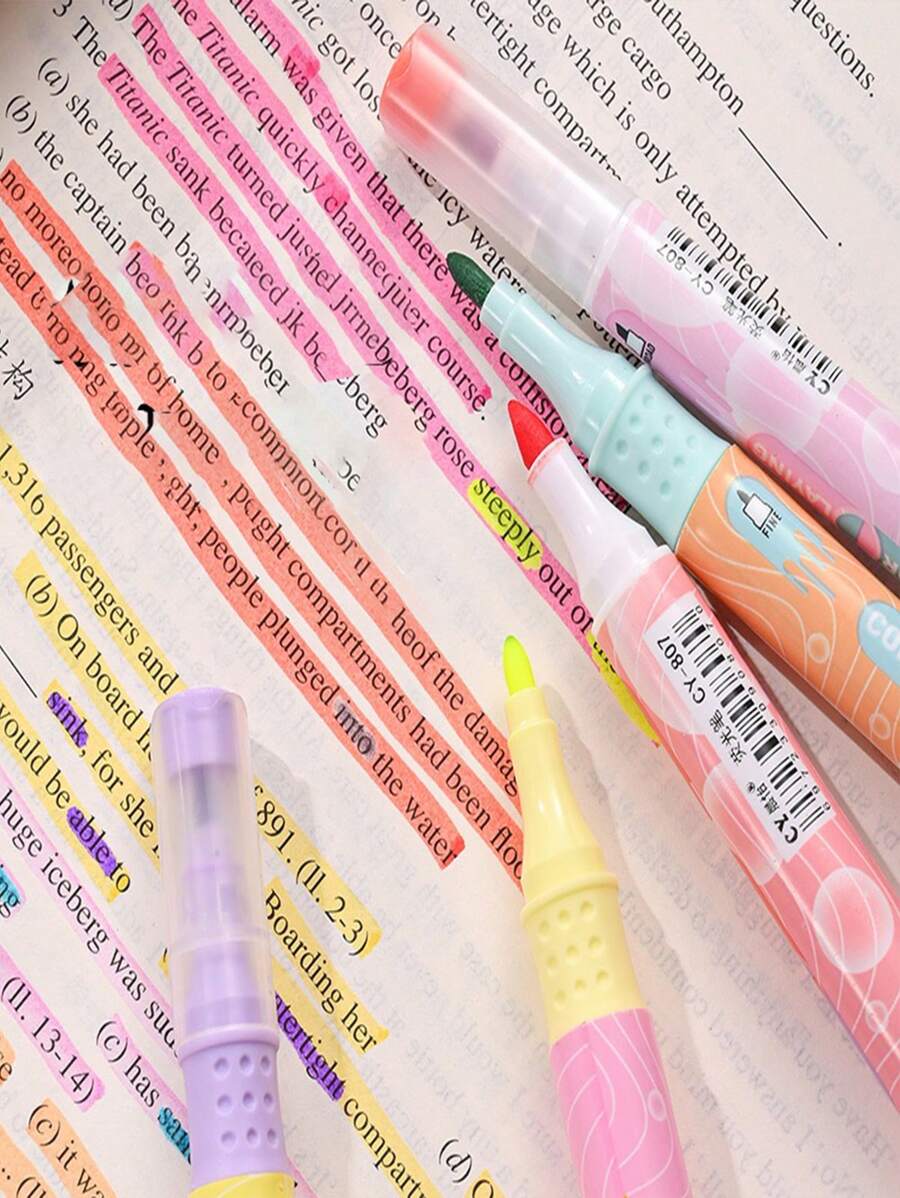 6-Color Double-Ended Highlighter Pen, Internet Celebrity, Suitable For ...