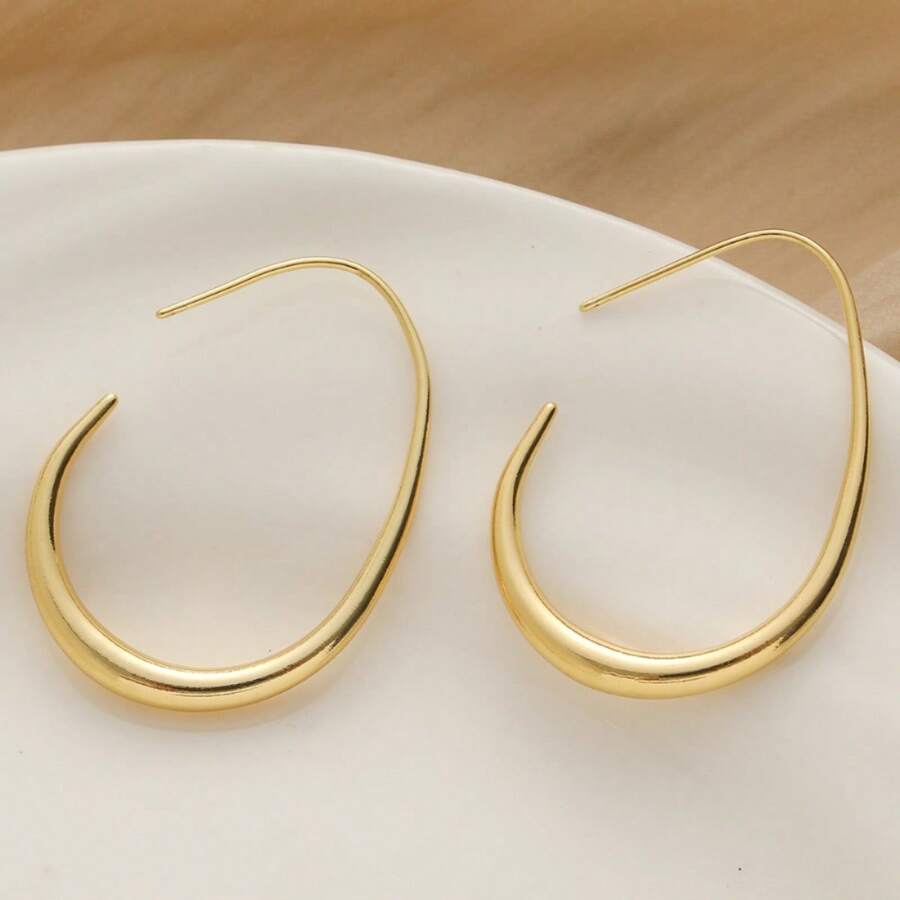 Lightweight Teardrop Hoop Earrings For Women, Bright And Shiny Gold ...