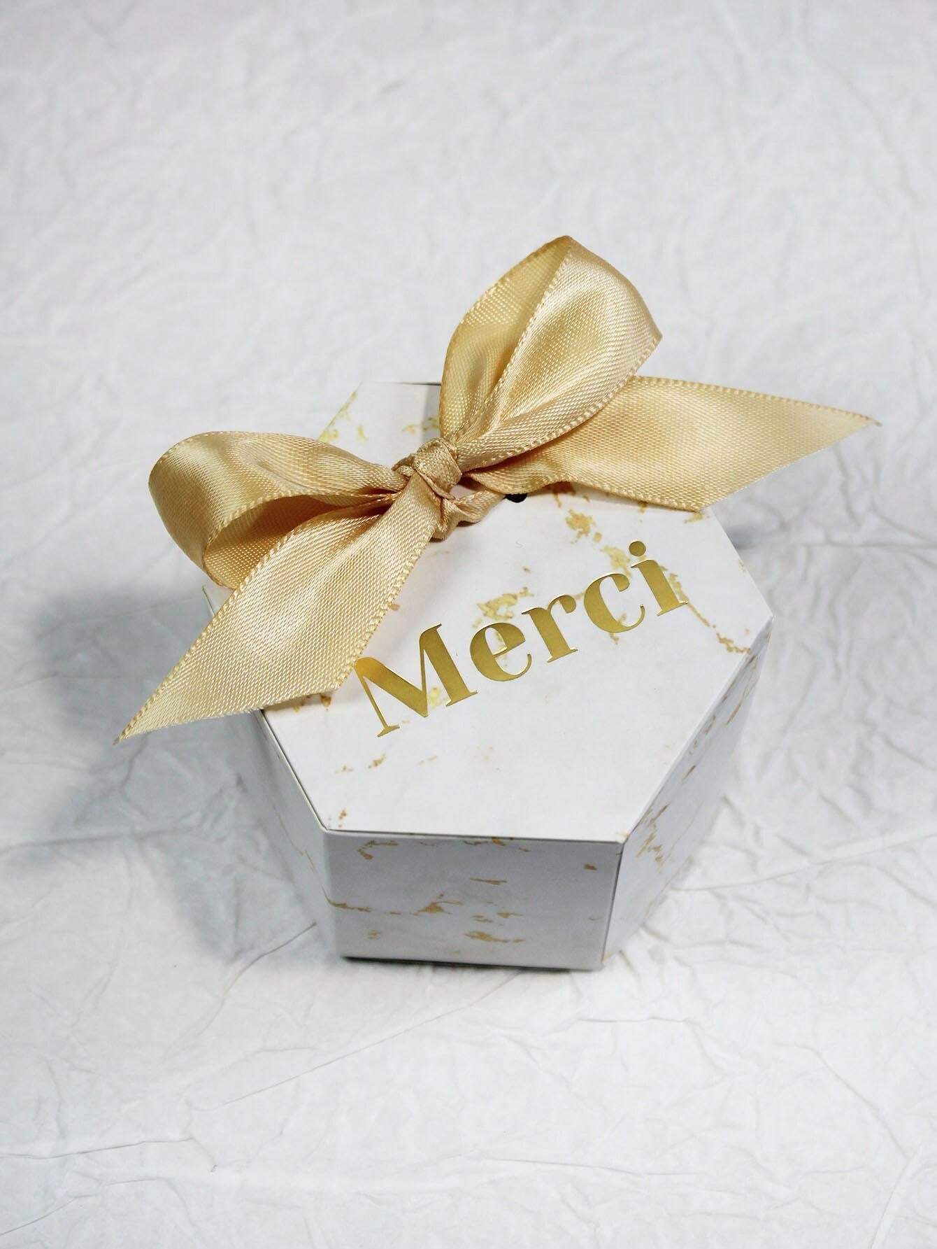 10pcs Chic Marble Design Mini Gift Boxes With 'Merci' In Gold Script ...
