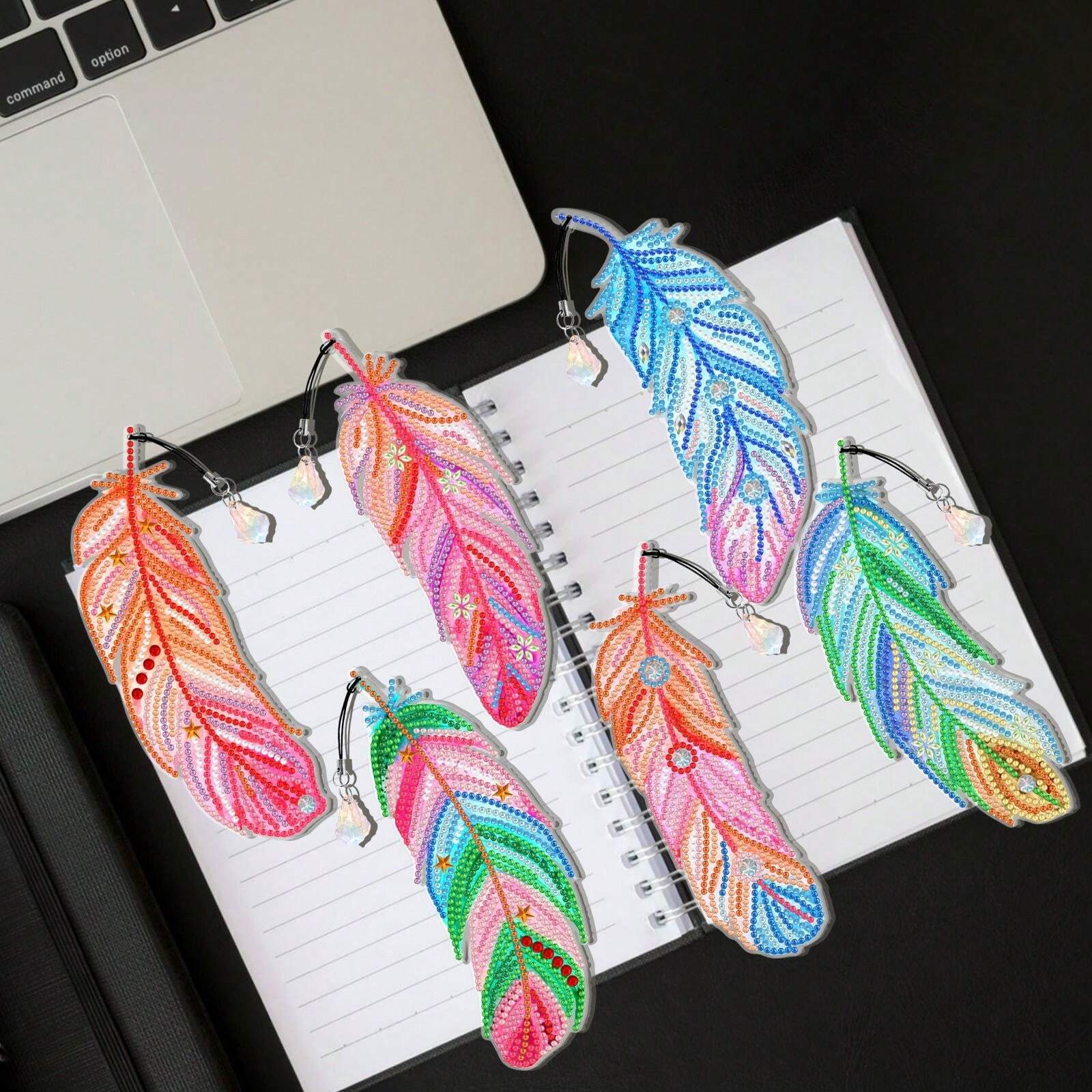 6pcs Handmade DIY Colored Feather Butterfly Diamond Bookmarks, Simple ...