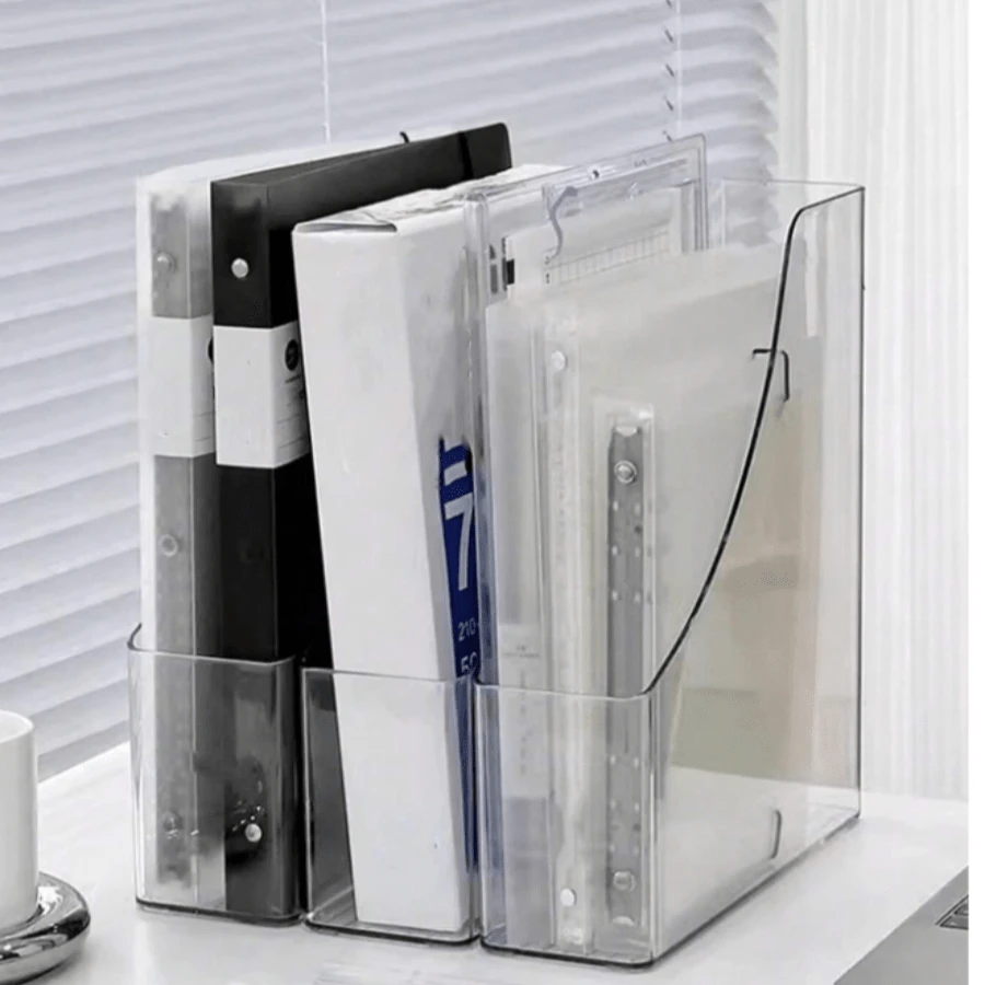 1pc Clear Bookshelf, Transparent File Storage Box, Minimalist Desk ...