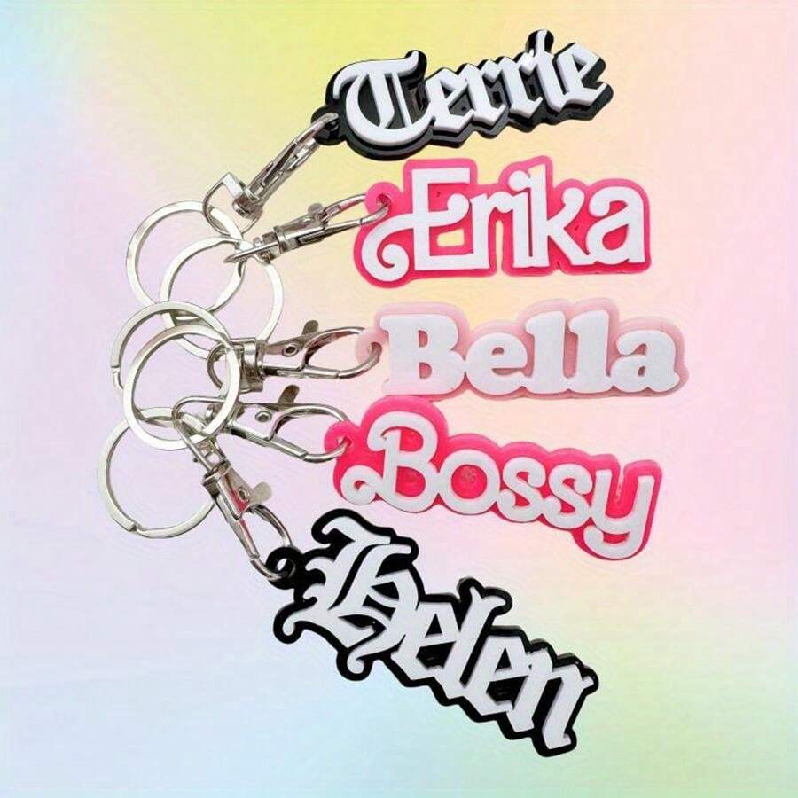 [Customized Product]1pc Glittery Blue Acrylic Keychain With Customized ...