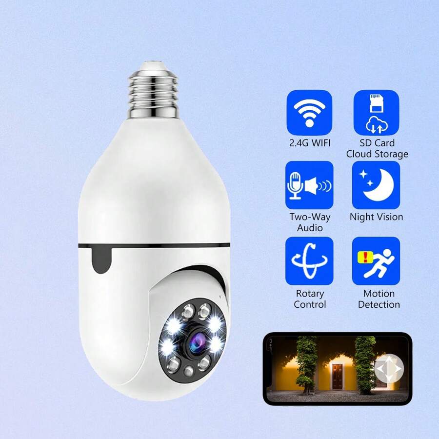 Câmera de Segurança sem Fio 1080P, Câmera de Lâmpada sem Fio, Câmera ...