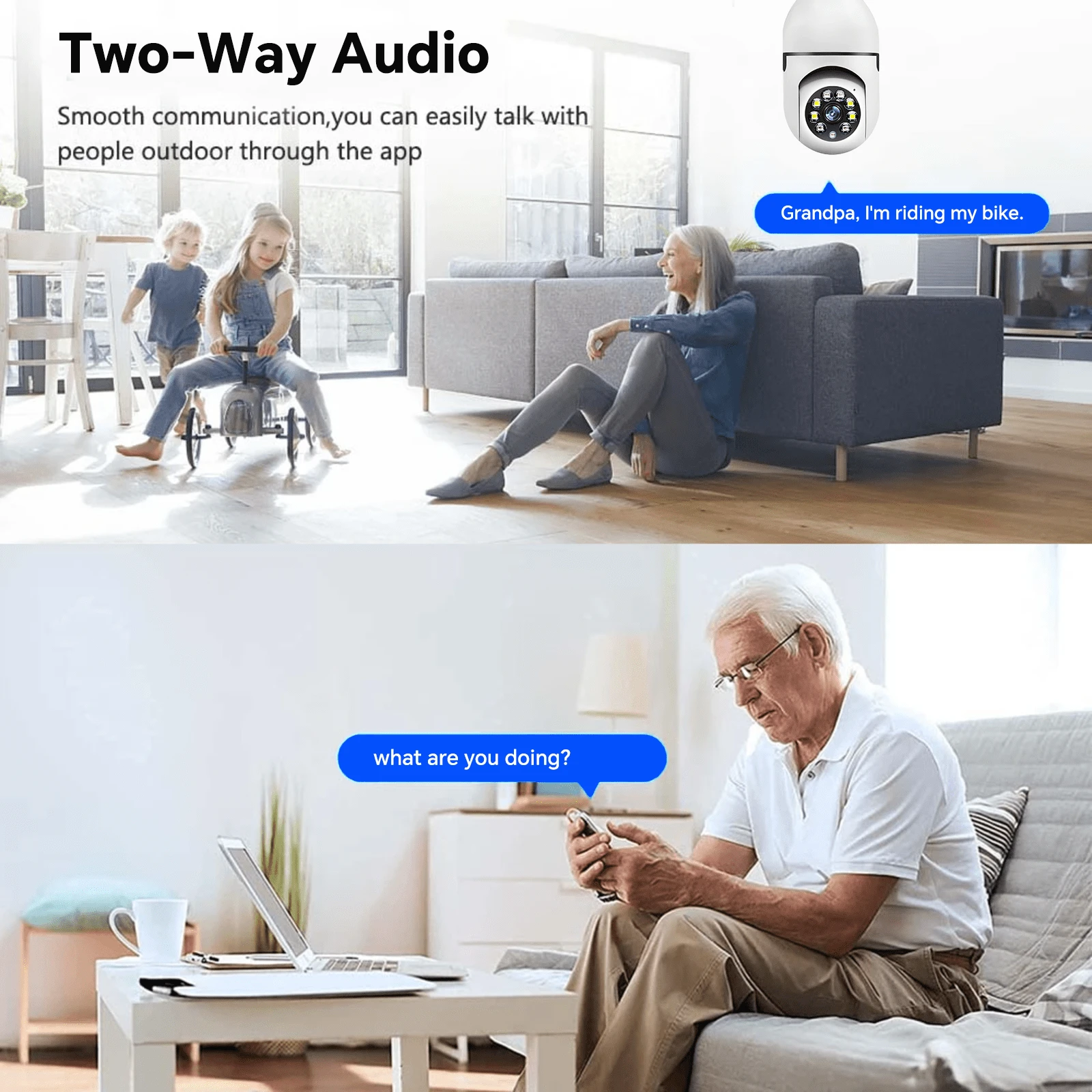 Câmera de Segurança sem Fio 1080P, Câmera de Lâmpada sem Fio, Câmera ...