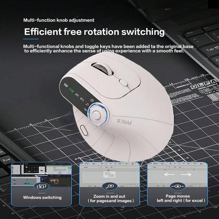 JOMAA Souris sans fil ergonomique verticale JOMAA avec bouton de réglage de fonction 2,4 G ...