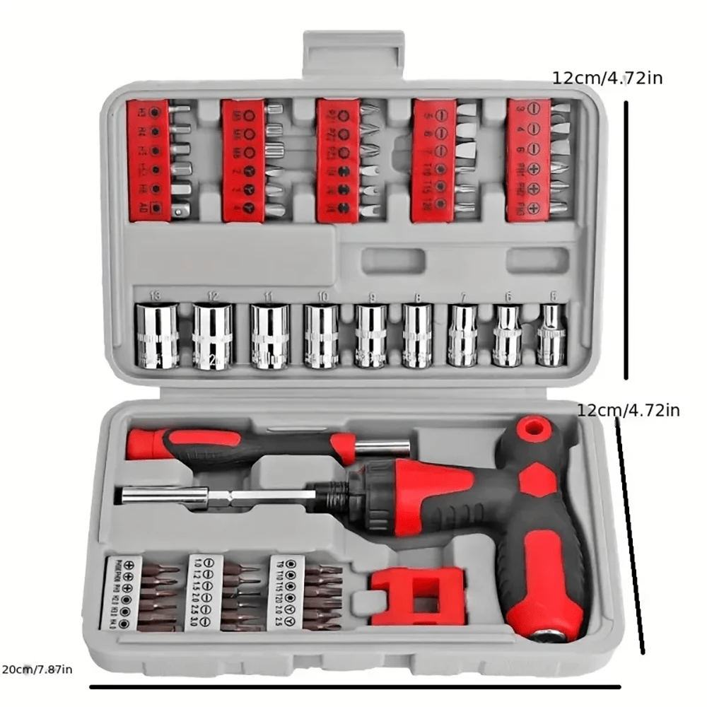 HI-SPEC 61-Piece Flat-Head Phillips Screwdriver Socket Wrench Tool Set ...