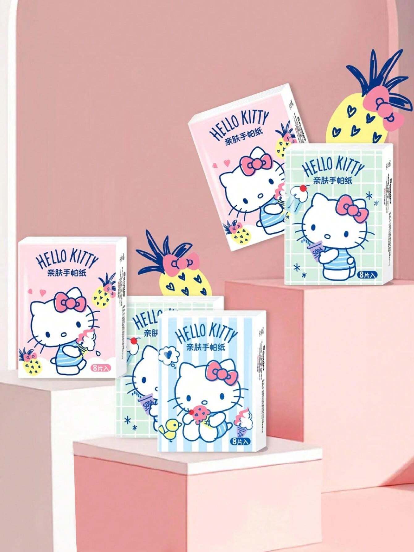 Véritable mouchoir en papier Sanrio Kuromi Hello chat, personnage de ...