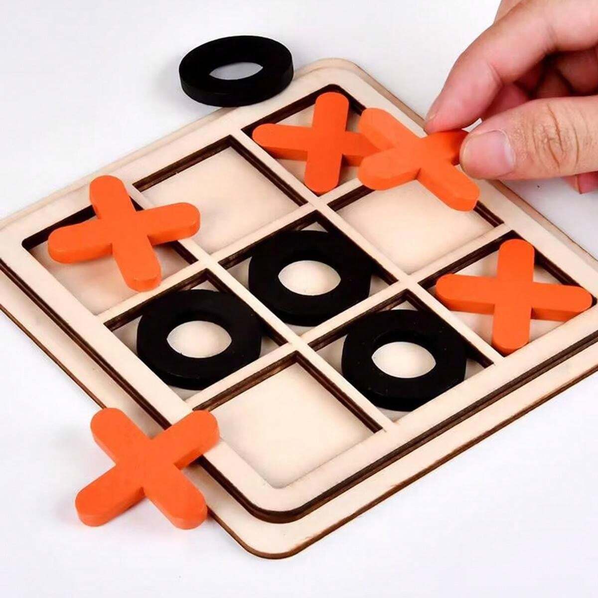 1PC Wooden XO Tic-Tac-Toe Puzzle Nine Square Grid Chess Building Blocks ...
