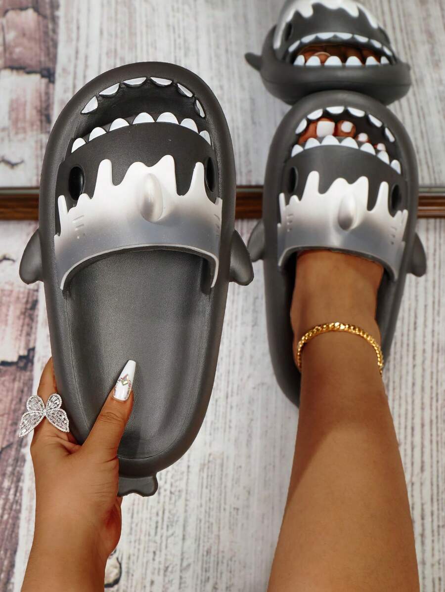 Women's Plastic Slippers, 2023 Summer New Fashion Funny Shark & Unicorn ...