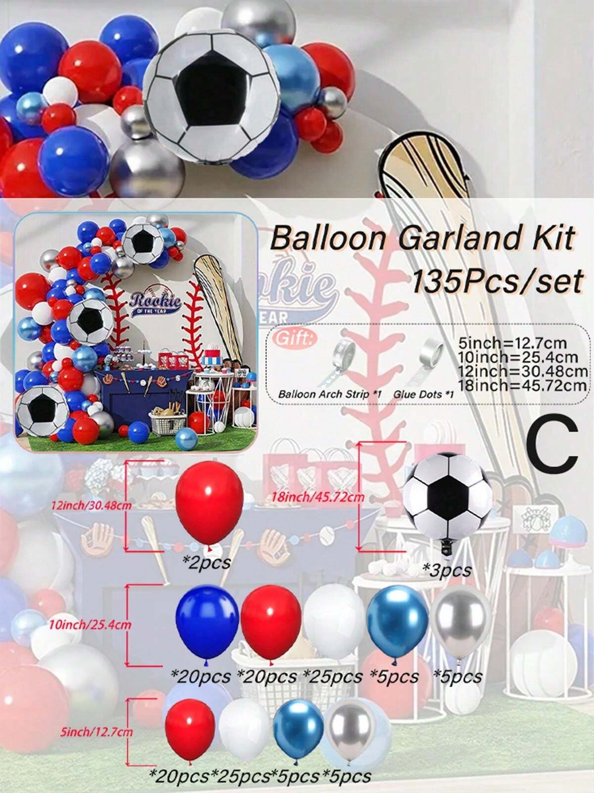 Sport Balloons Arch Garland, Latex Multicolor Garland Kit For Sports ...