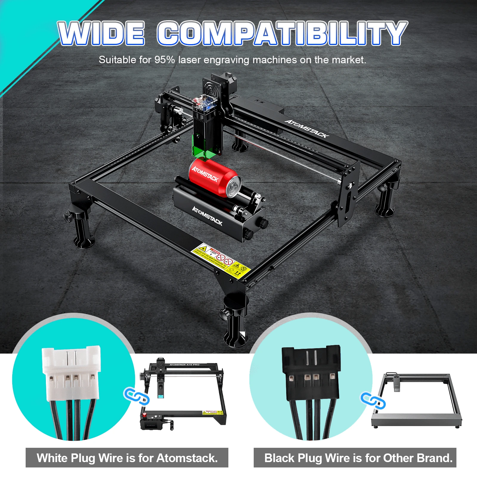 ATOMSTACK Laser Engraver Rotary Roller, Y-Axis Rotary Engraving Module ...