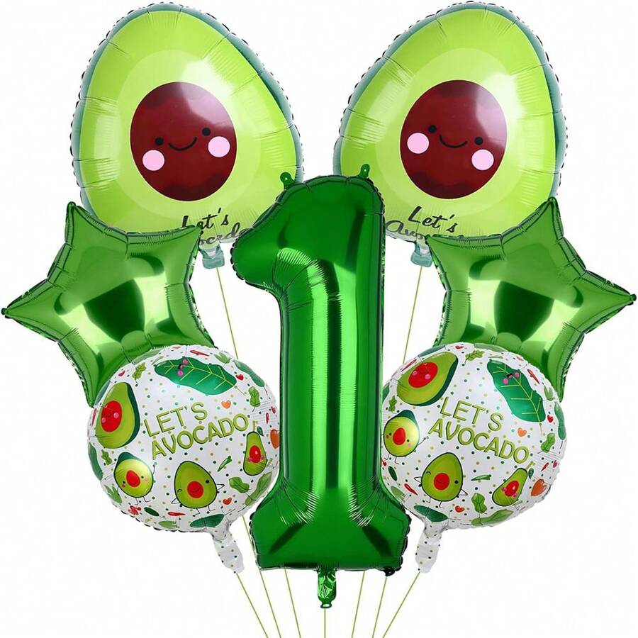 Avocado-Themed Party Decorations, Avocado-Shaped Foil Number Balloons ...