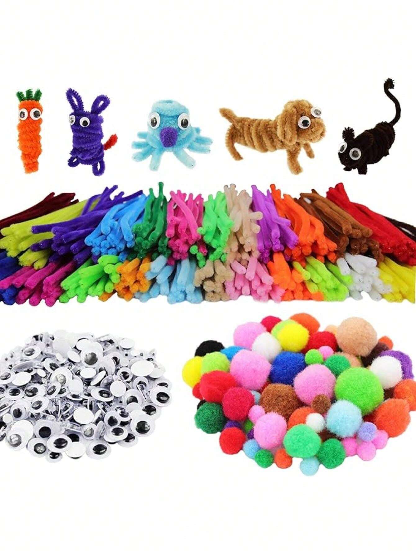 500pc Bright & Creative Craft-King Set - Pipe Cleaners, Pom Poms ...