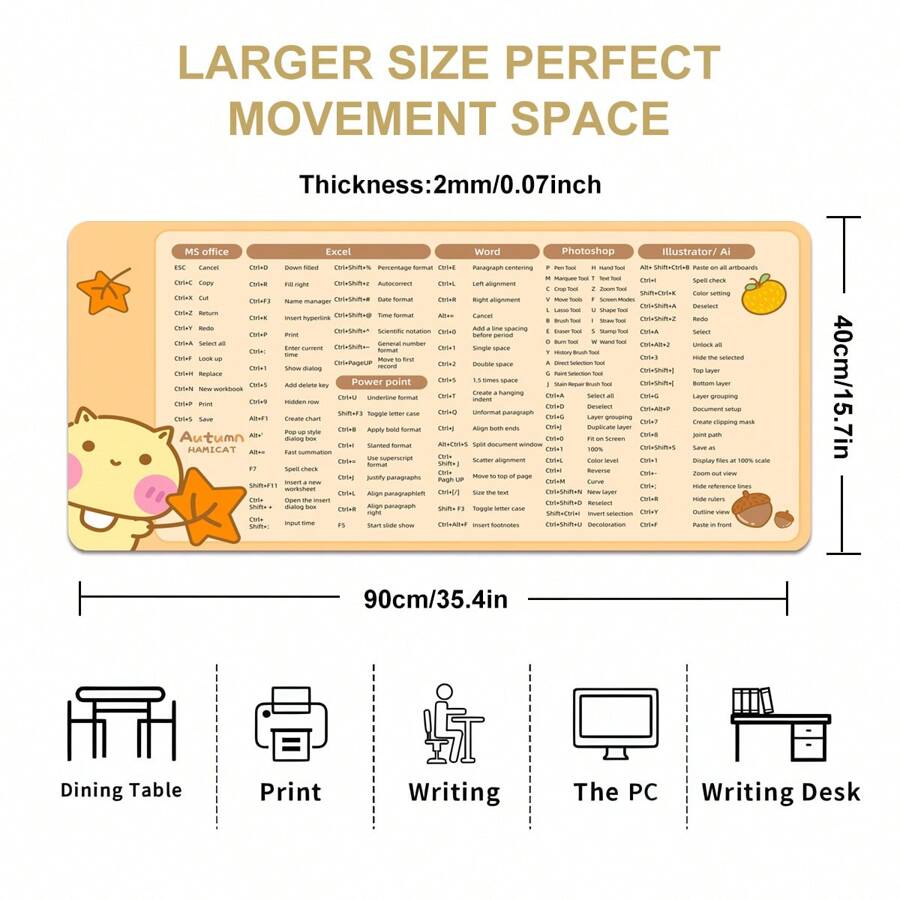 1pc Windows Shortcut Mouse Pad Computer Function Shortcut Large Mouse ...