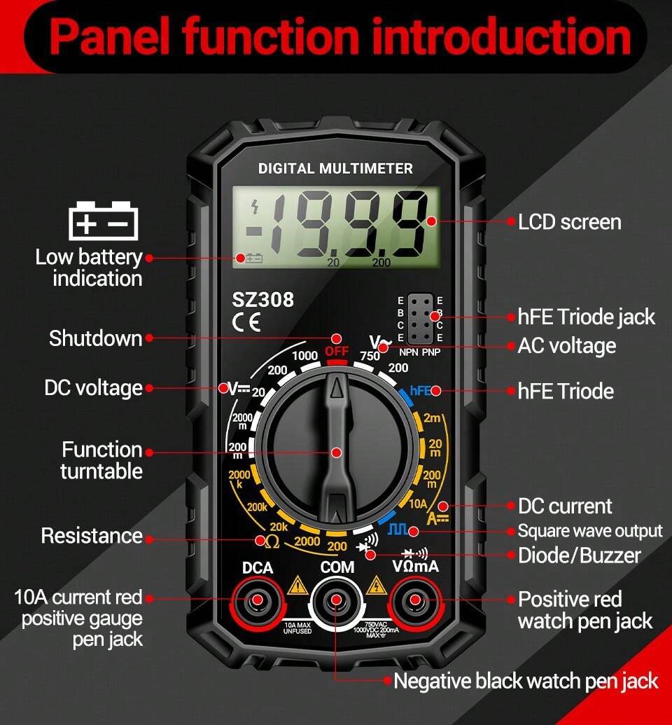 ANENG ANENG SZ308 1999 Counts High-Precision Digital Display Portable ...