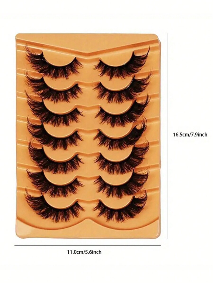 7 Pairs Cat Eye 3D Natural Long And Curly False Eyelashes, Ideal For ...