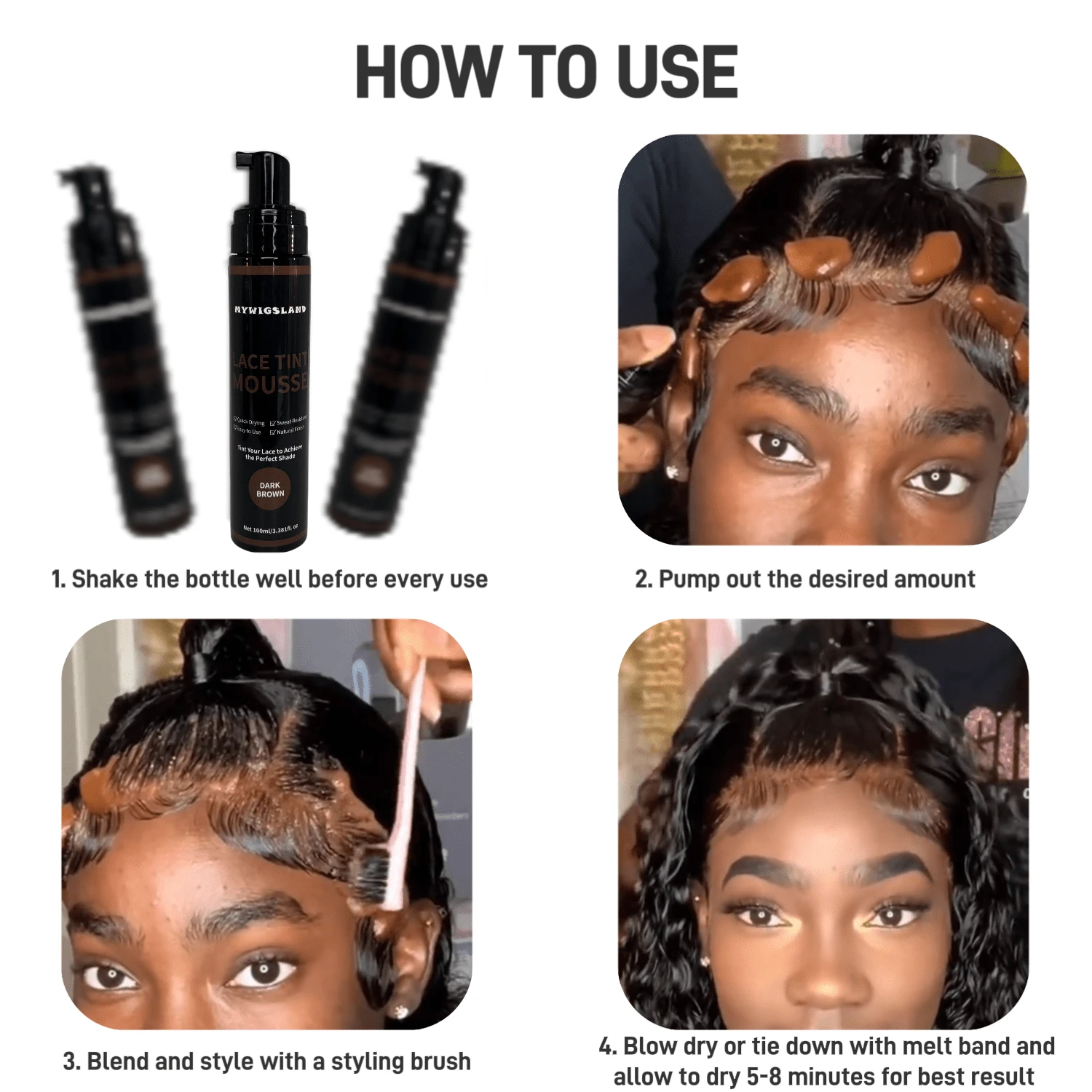 12pcs Wig Install Combo Strong Hold Lace Wig Glue Kit Lace Tint Mousse ...