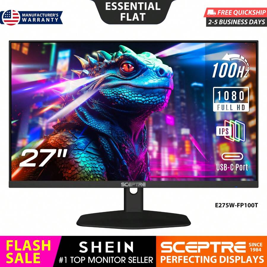 SCEPTRE 27" Computer Monitor IPS Gaming Office 100Hz 1920x1080 USB Type ...