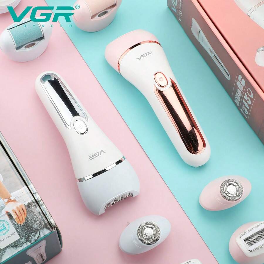 VGR IPX7 Women Waterproof 6in1 Grooming Kit Lady Shaver Epilator Rechargeable Foot Callus ...