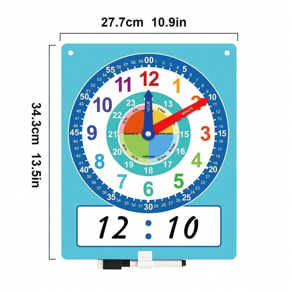 Large Dry Erase Teaching Demonstration Clock,Kids Telling Time Learning ...