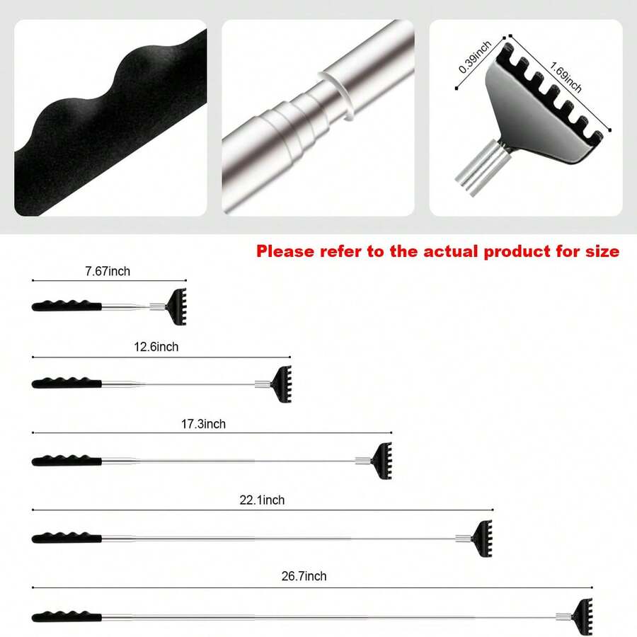 3 Packs Black & Red Telescopic Back Scratcher, Portable Extendable ...