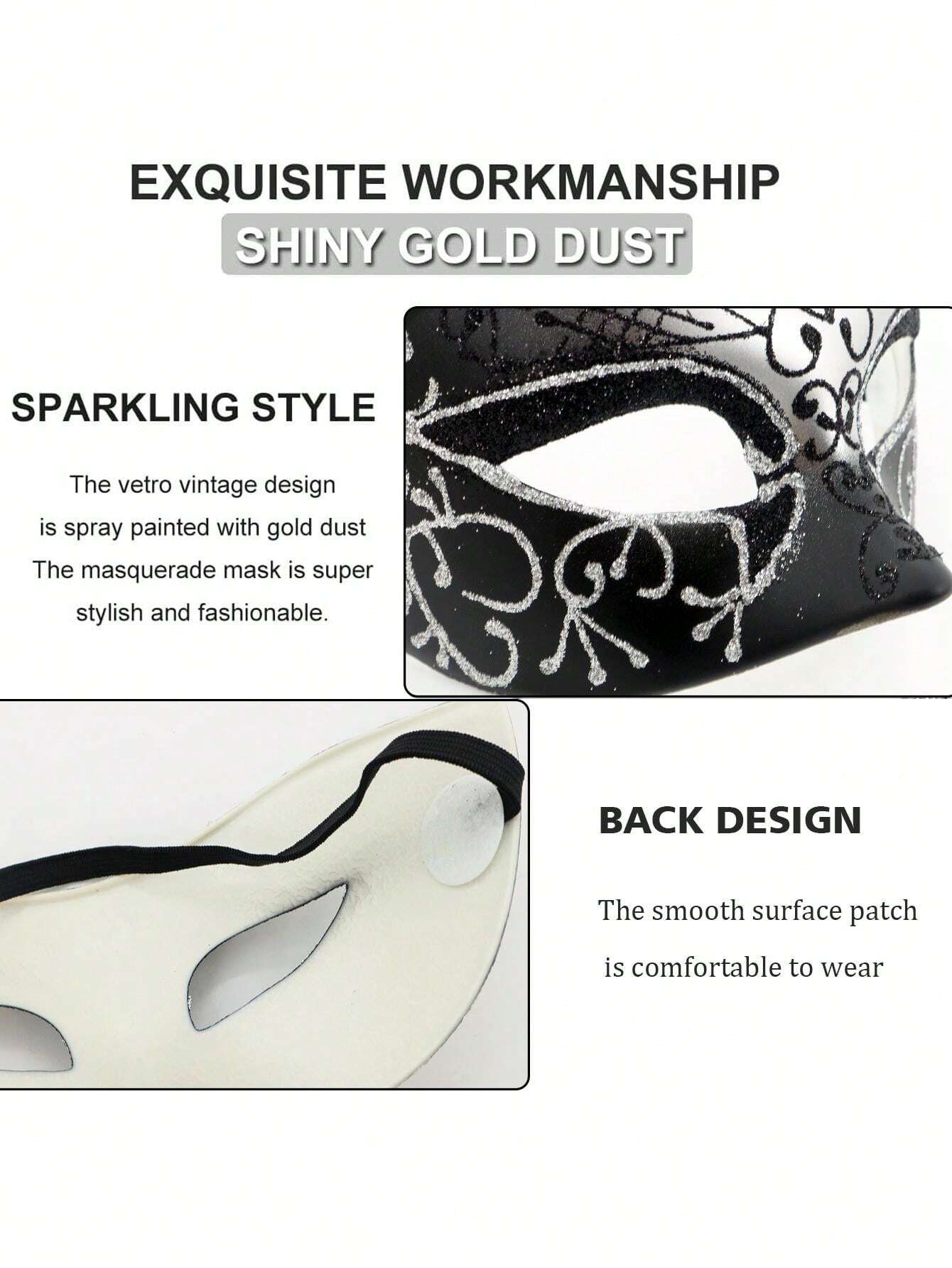 2pcs Sexy Lace Masquerade Masks, Gold Butterfly Pattern And High-End ...