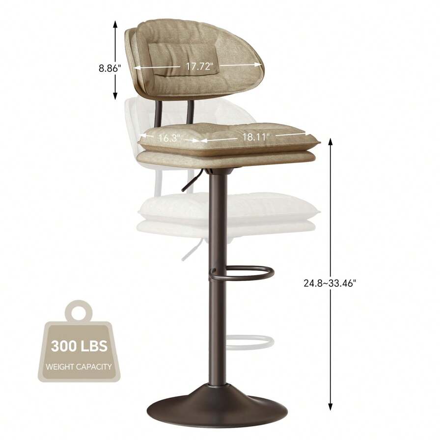 Nalupatio Modern Adjustable Swivel Bar Stools Set Of 2, Ergonomic ...