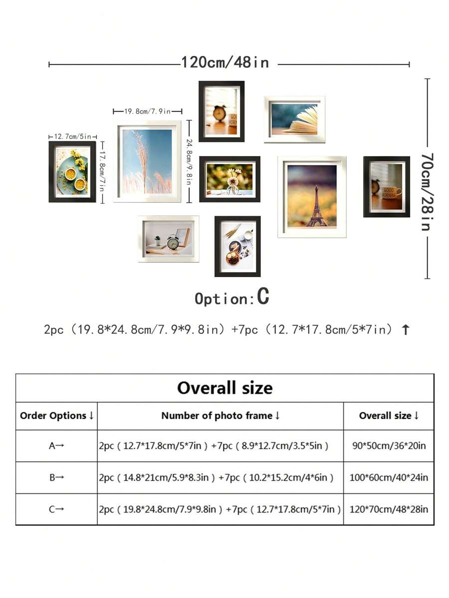 Modern Wall Hanging Picture Frame Set With 9 Frames For Living Room ...